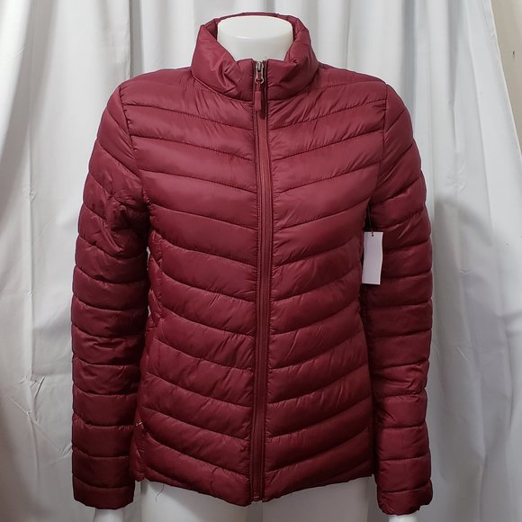 Basic Editions | Jackets & Coats | Ladies Burgundy Puffer Jacket Nwt ...
